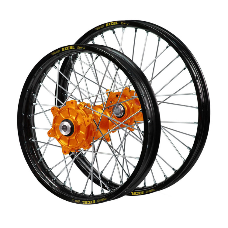 KTM Haan Cush Drive Orange Hubs / Excel Black Rims Wheel Set 500 EXC-F ...